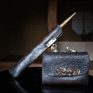 FINE! RARE! Japanese Antique Edo 1600s Big Tobacco Smoking Pipe Silver ...