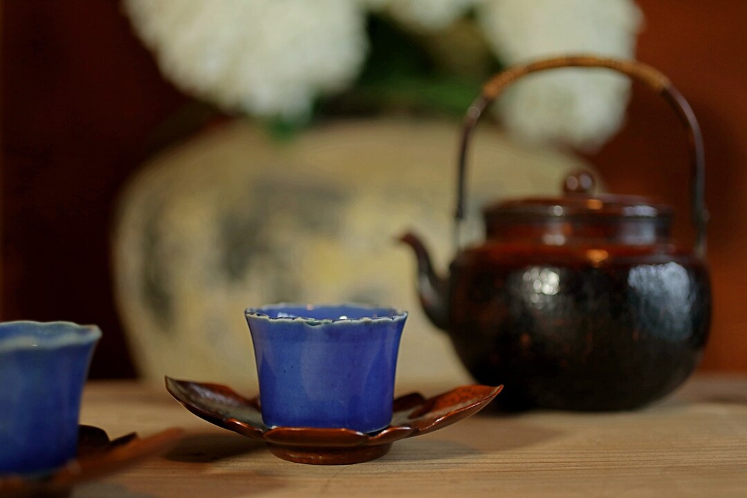 FINE! Japanese Bronze Copper Cup Holder Saucers Set 5 Five CHATAKU With ...