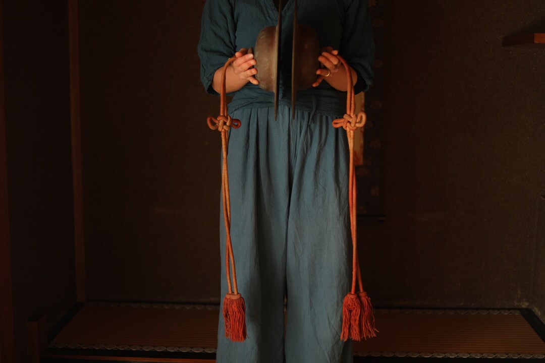 Japanese Antique Bronze Cymbals String and Tassel From Buddhist Temple ...