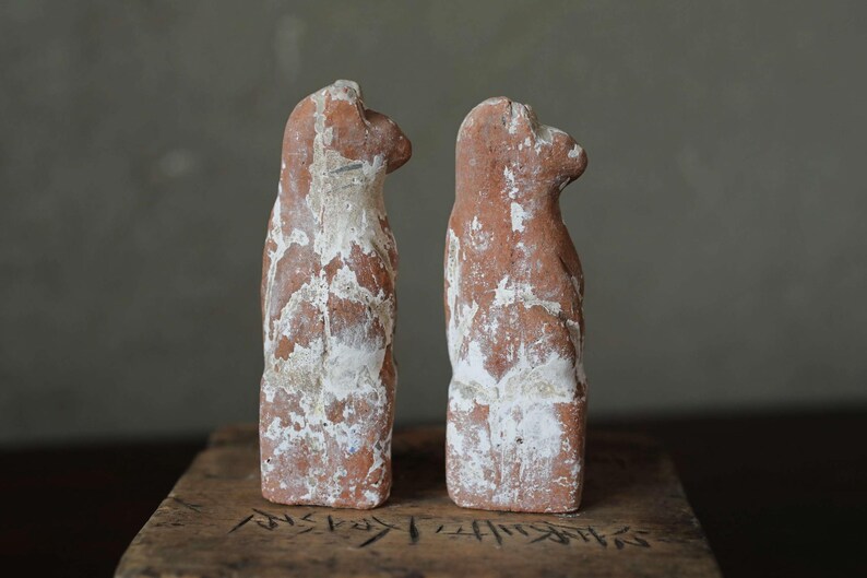 Antique Japanese Kitsune Pottery Dolls, Shinto Shrine Foxes (1910s Pair ...
