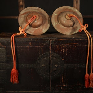 Japanese Antique Bronze Cymbals String and Tassel From Buddhist Temple ...