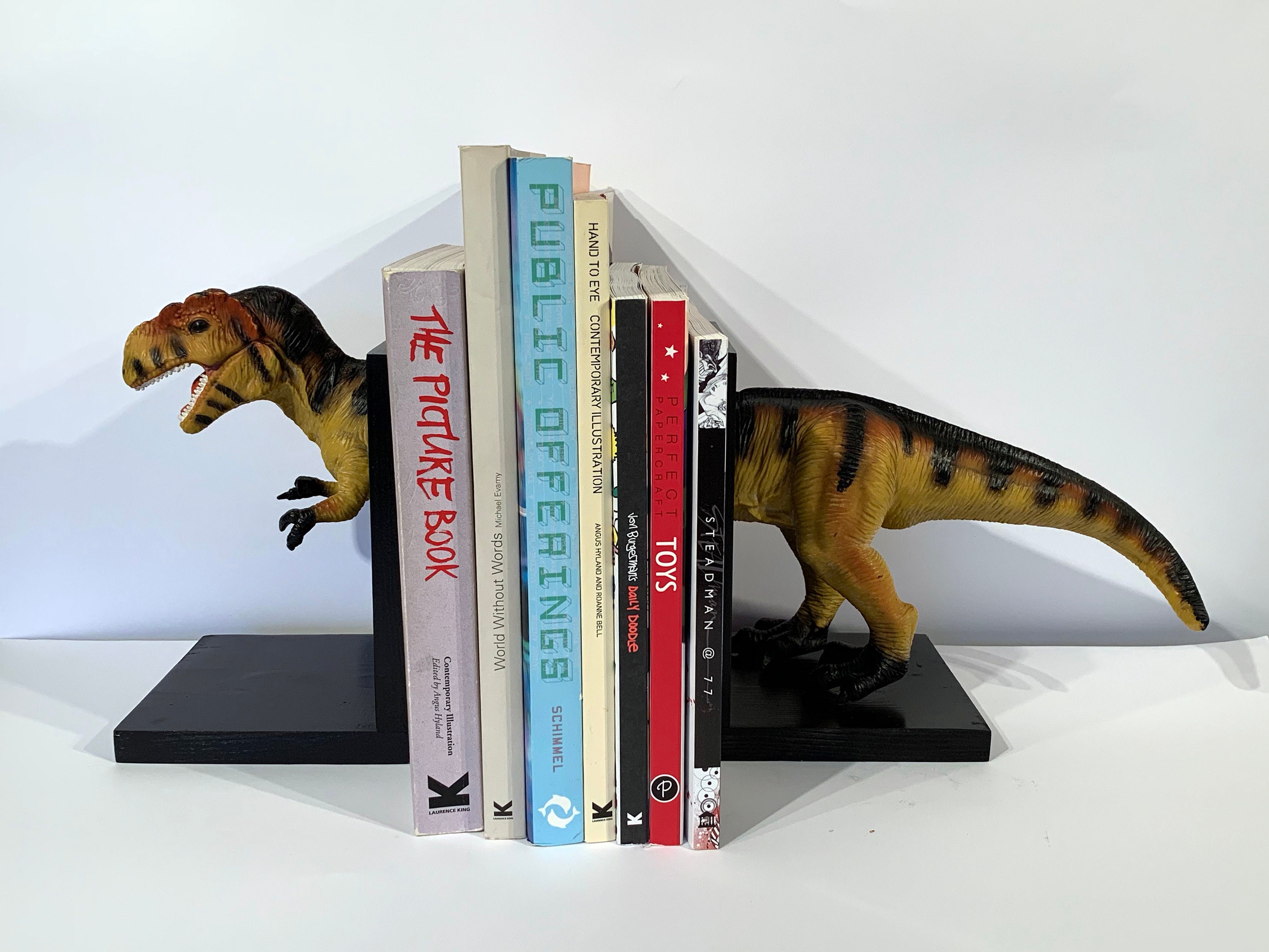 Dinosaur Bookends Decorative,Nonskid Book Stopper Resin Bookend for ...