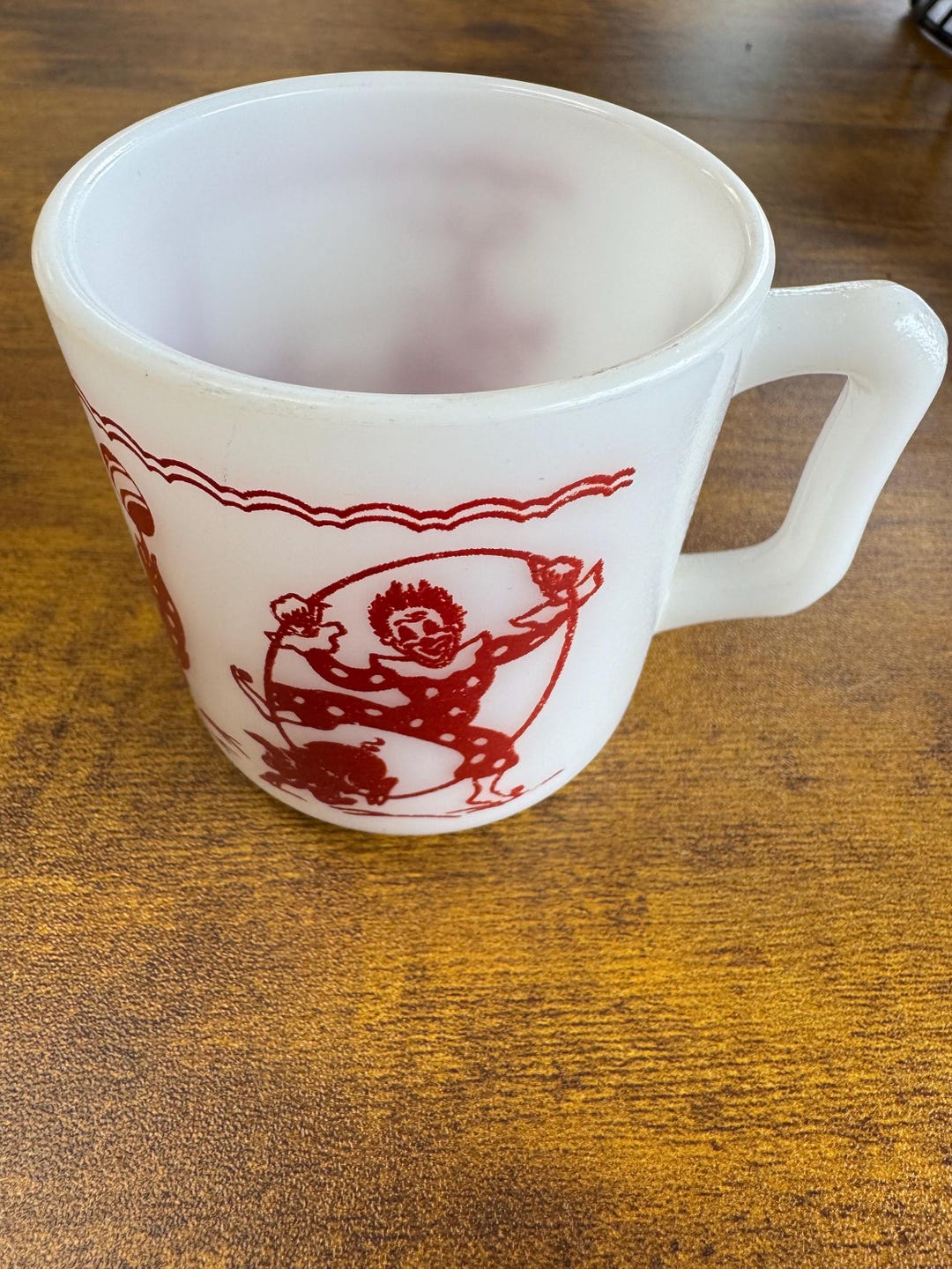 Milk Glass Cup With Clown by Atlas - Etsy