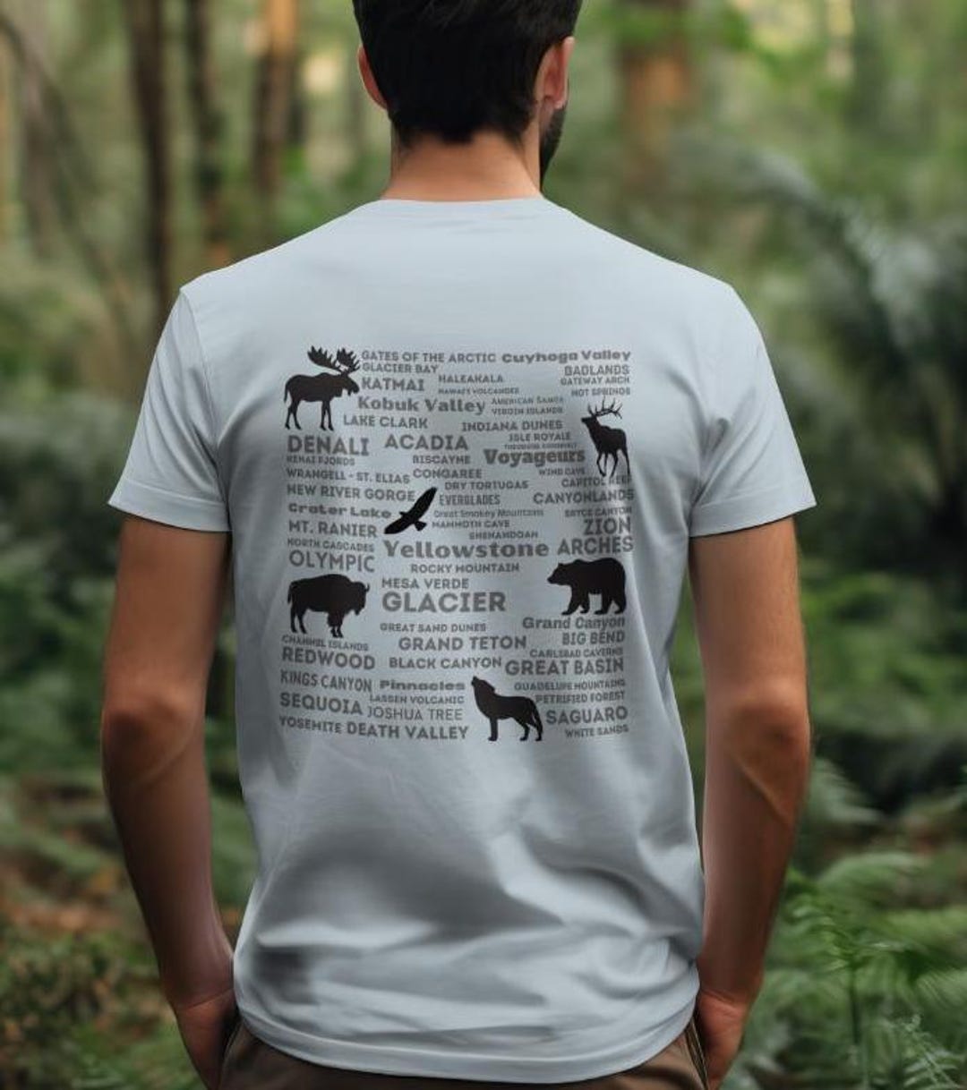 National Parks T-shirt, Wildlife Tee, US Parks List Shirt, Mens ...