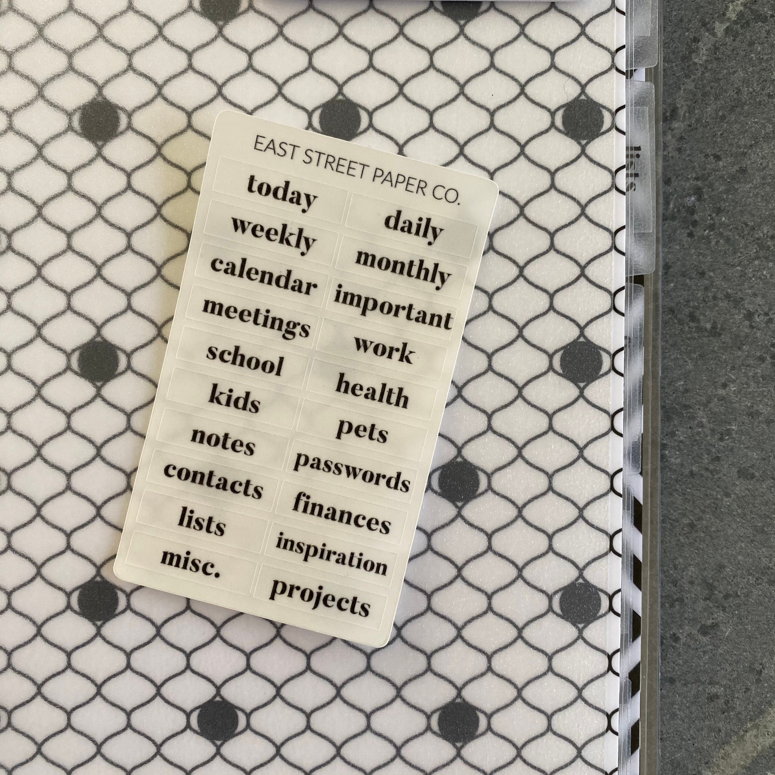 Divider Tab Labels Frosty Clear Divider Stickers | Etsy