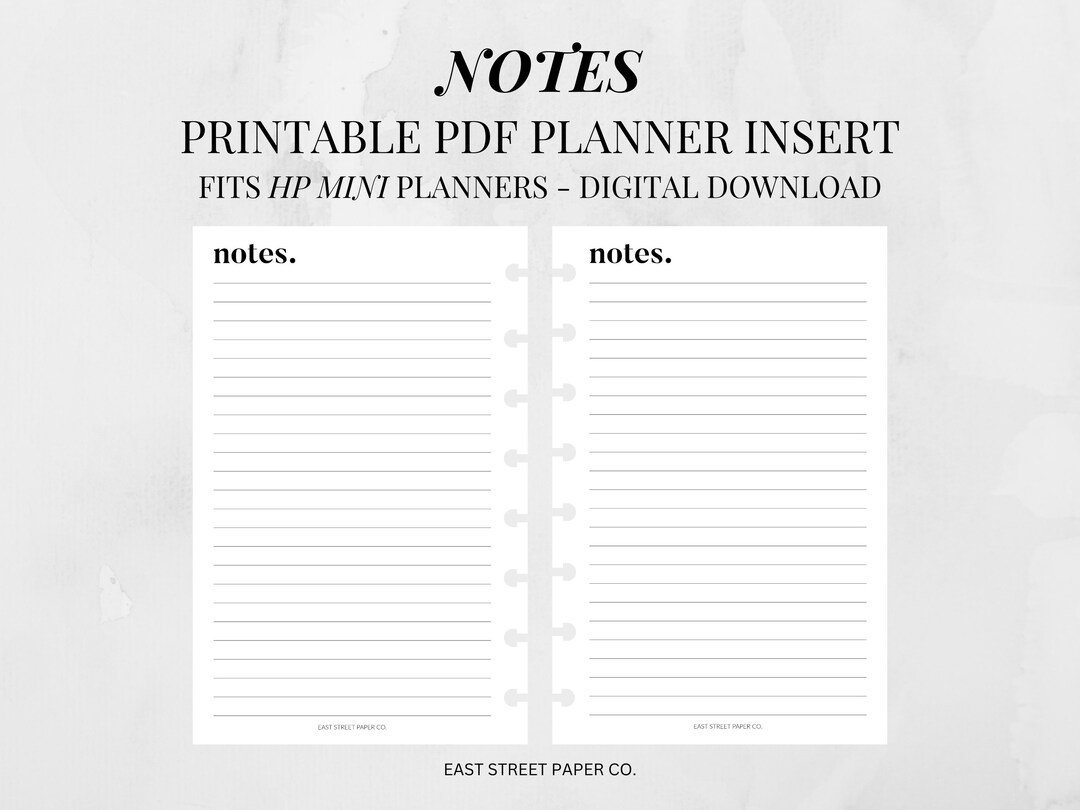 Notes HP Mini Planner Insert PDF Digital Download Printable DIY Page - Etsy