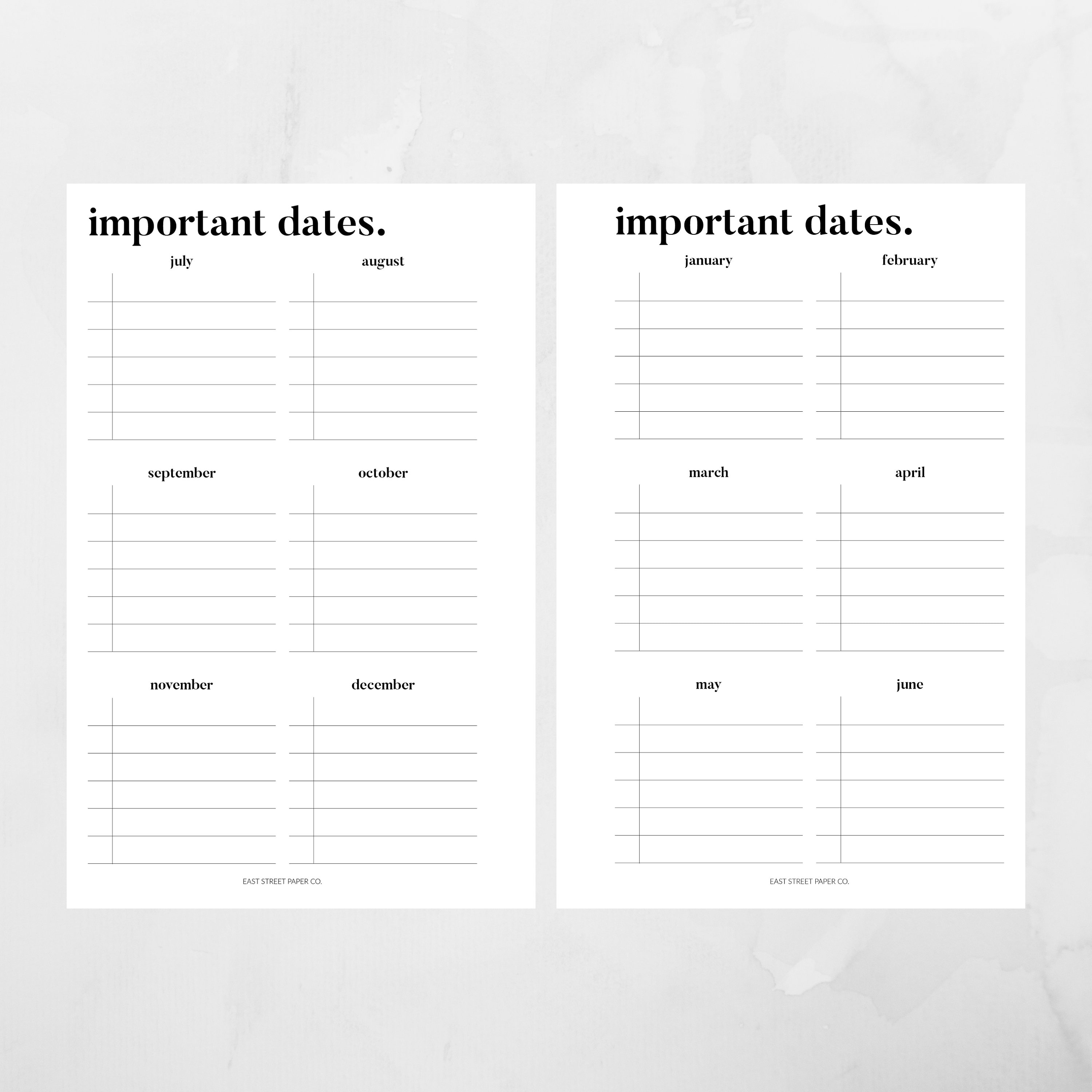 Important Dates Yearly Tracker Printed Planner Insert Disc - Etsy