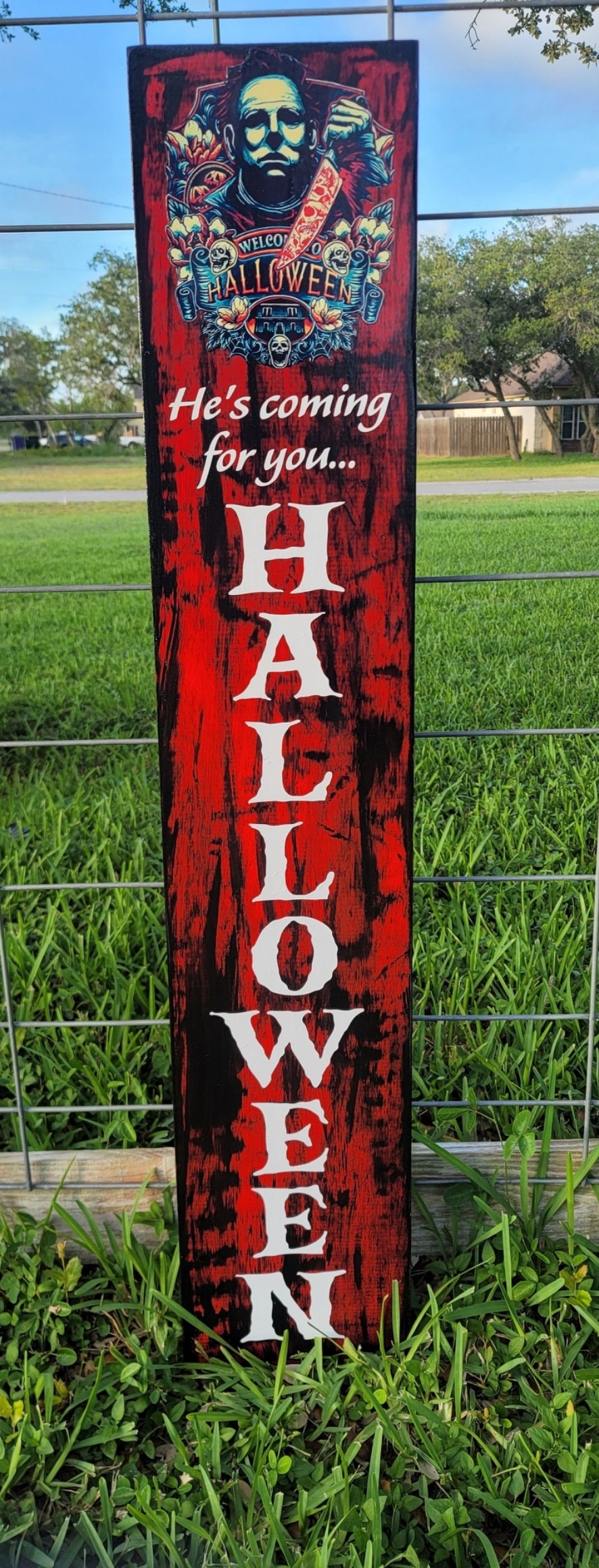 Michael Myers Porch Leaner 4ft Sign, Halloween Porch Sign, Witch Sign ...
