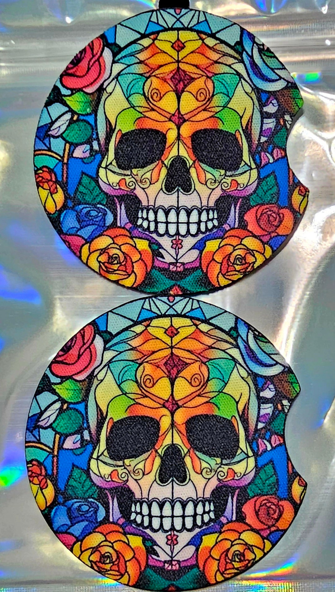 Skulls: Neoprene Car Coasters - Etsy