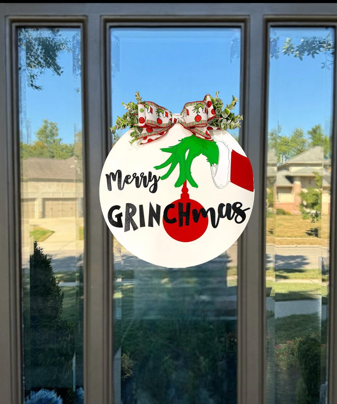 Merry Grinchmas/door Hanger/grinch/wood/round - Etsy