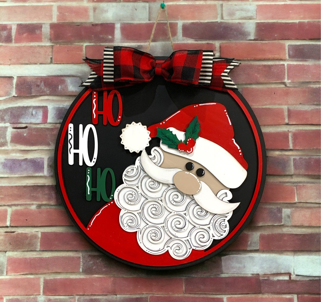 Santa Wood Door Hanger, 18" Round Christmas Decor - Etsy