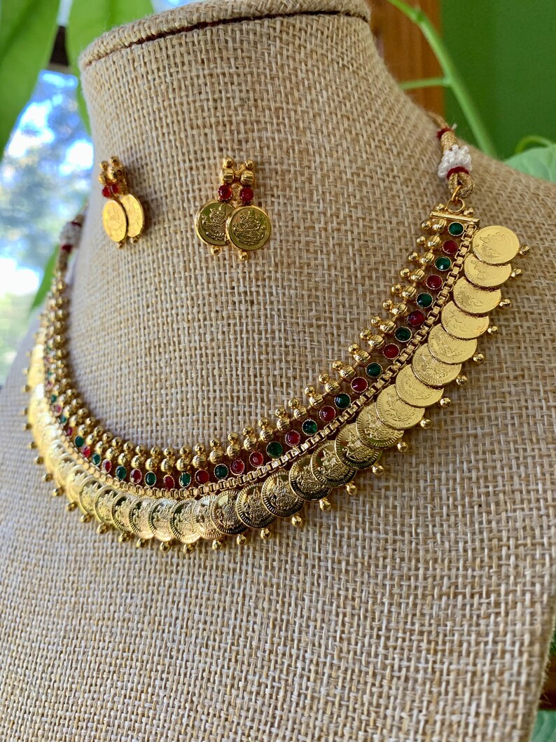 Kasu Malai Gold Tone Necklace Indian Jewelry Temple Jewelery Ethnic ...