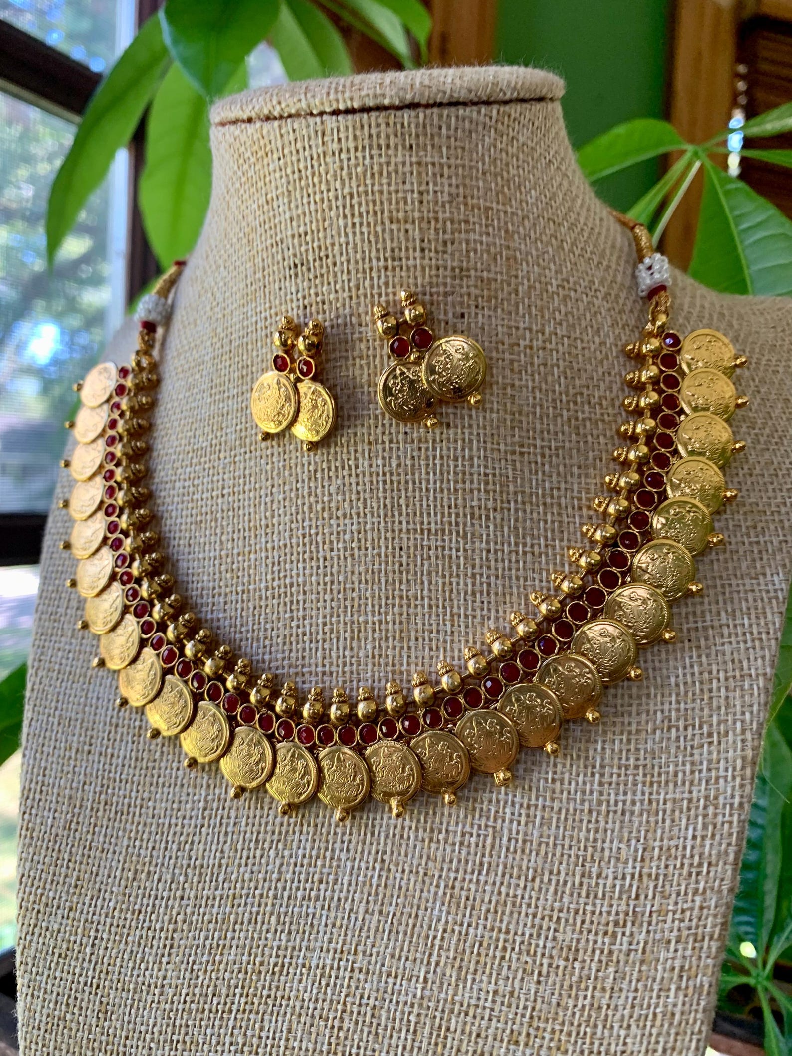 Kasu Malai Gold Tone Necklace Indian Jewelry Temple Jewelery Ethnic ...