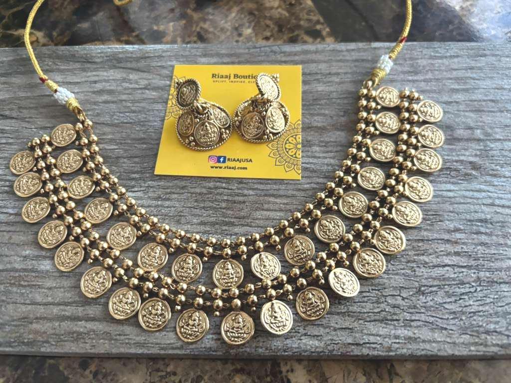 Kasu Malai Coin Necklace Set | Temple Jewelry, Jhumkas - Etsy