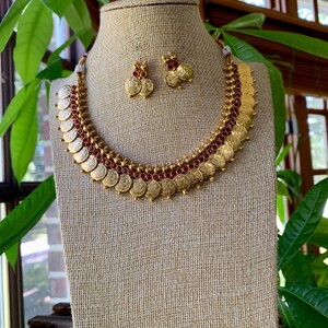 Kasu Malai Gold Tone Necklace Indian Jewelry Temple Jewelery Ethnic ...