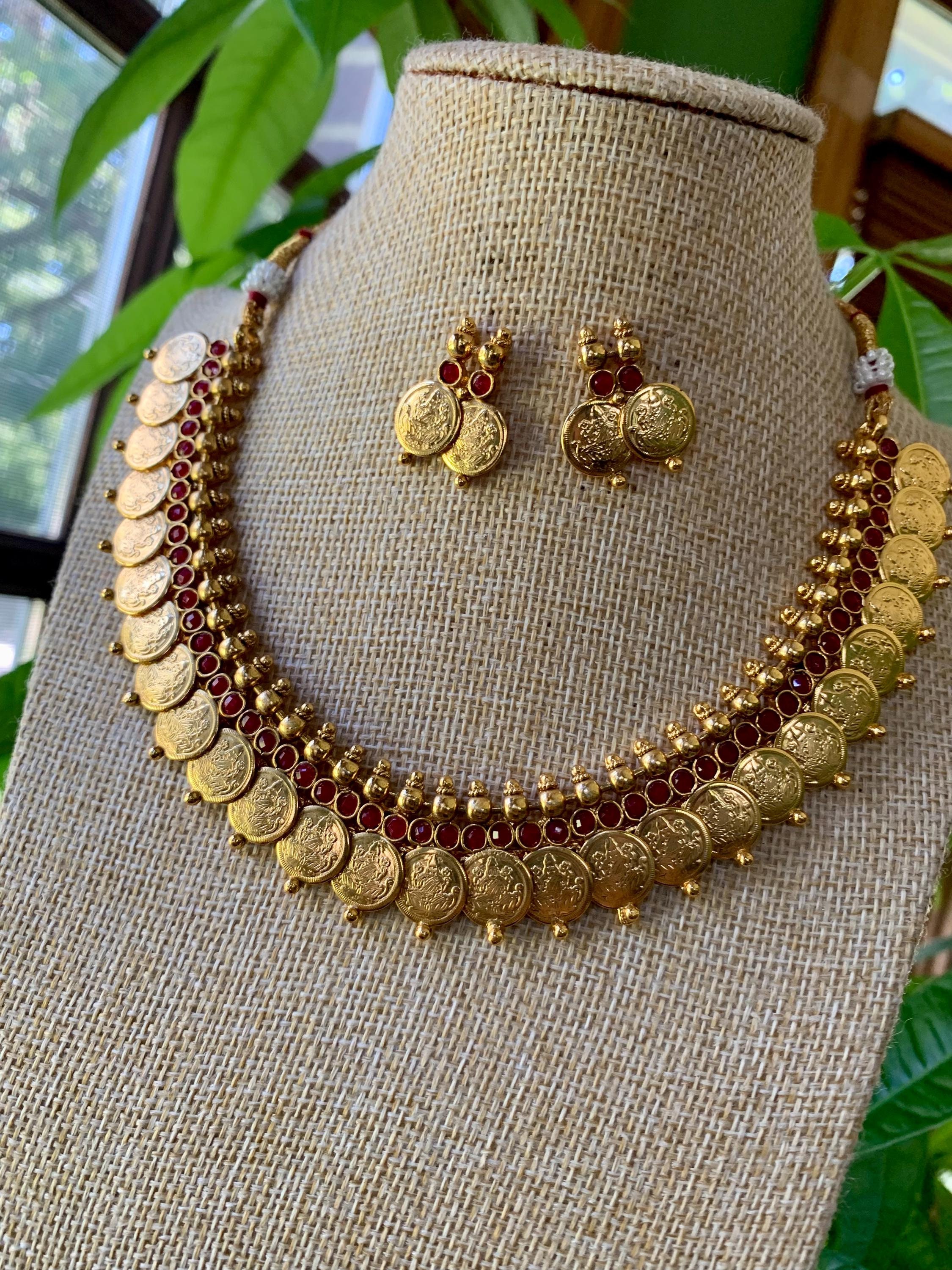 Kasu Malai Gold Tone Necklace Indian Jewelry Temple Jewelery Ethnic ...