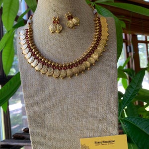 Kasu Malai Gold Tone Necklace Indian Jewelry Temple Jewelery Ethnic ...