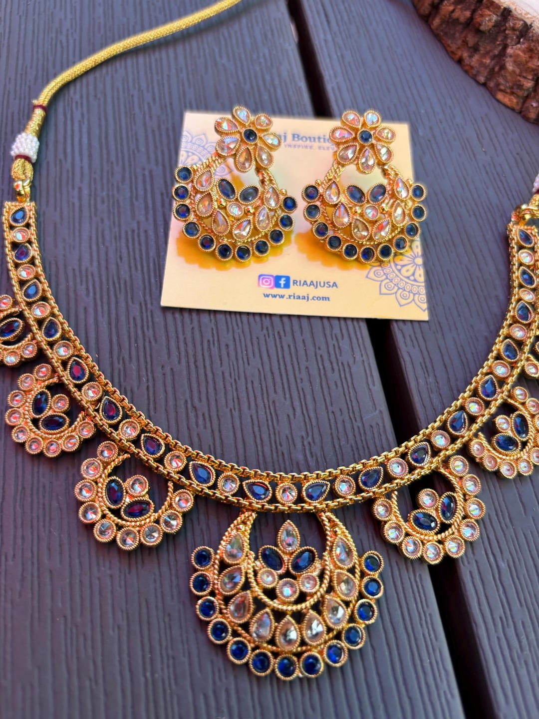 Classy Polki Necklace in Deep Blue : Polki Indian Jewelry - Etsy