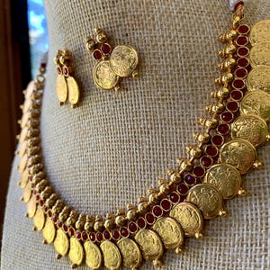 Kasu Malai Gold Tone Necklace Indian Jewelry Temple Jewelery Ethnic ...