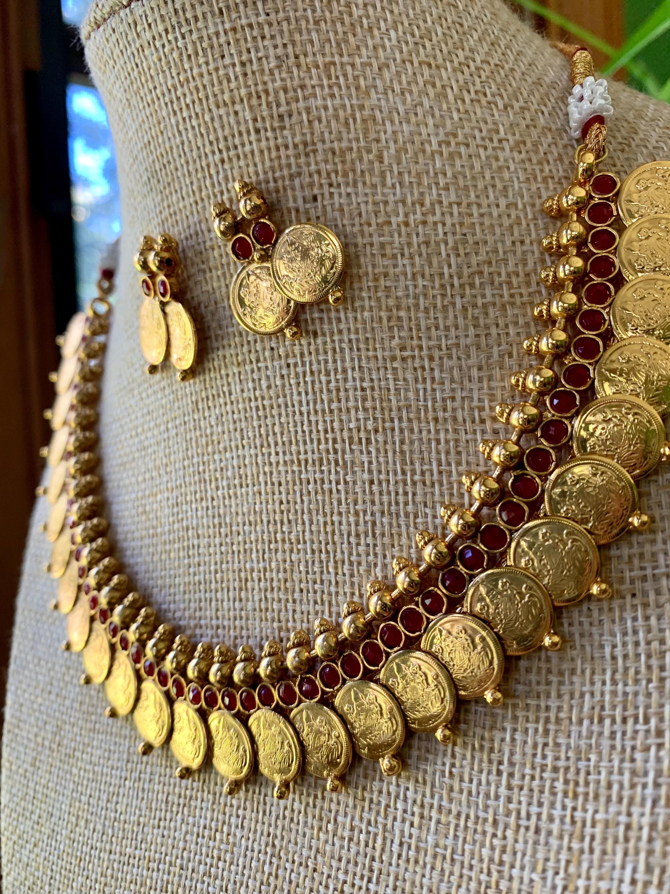 Kasu Malai Gold Tone Necklace Indian Jewelry Temple Jewelery Ethnic ...