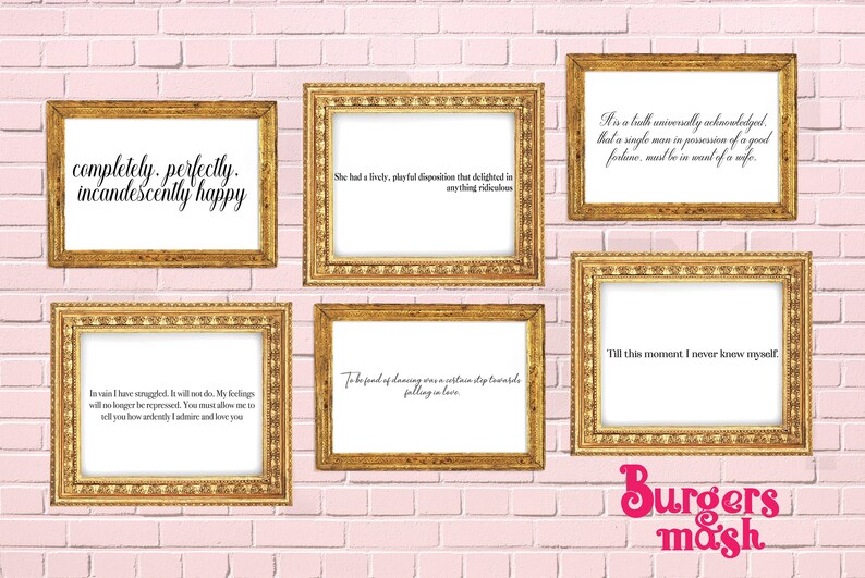 Pride and Prejudice Quotes 6 Pack Wall Prints Download Includes Svg ...