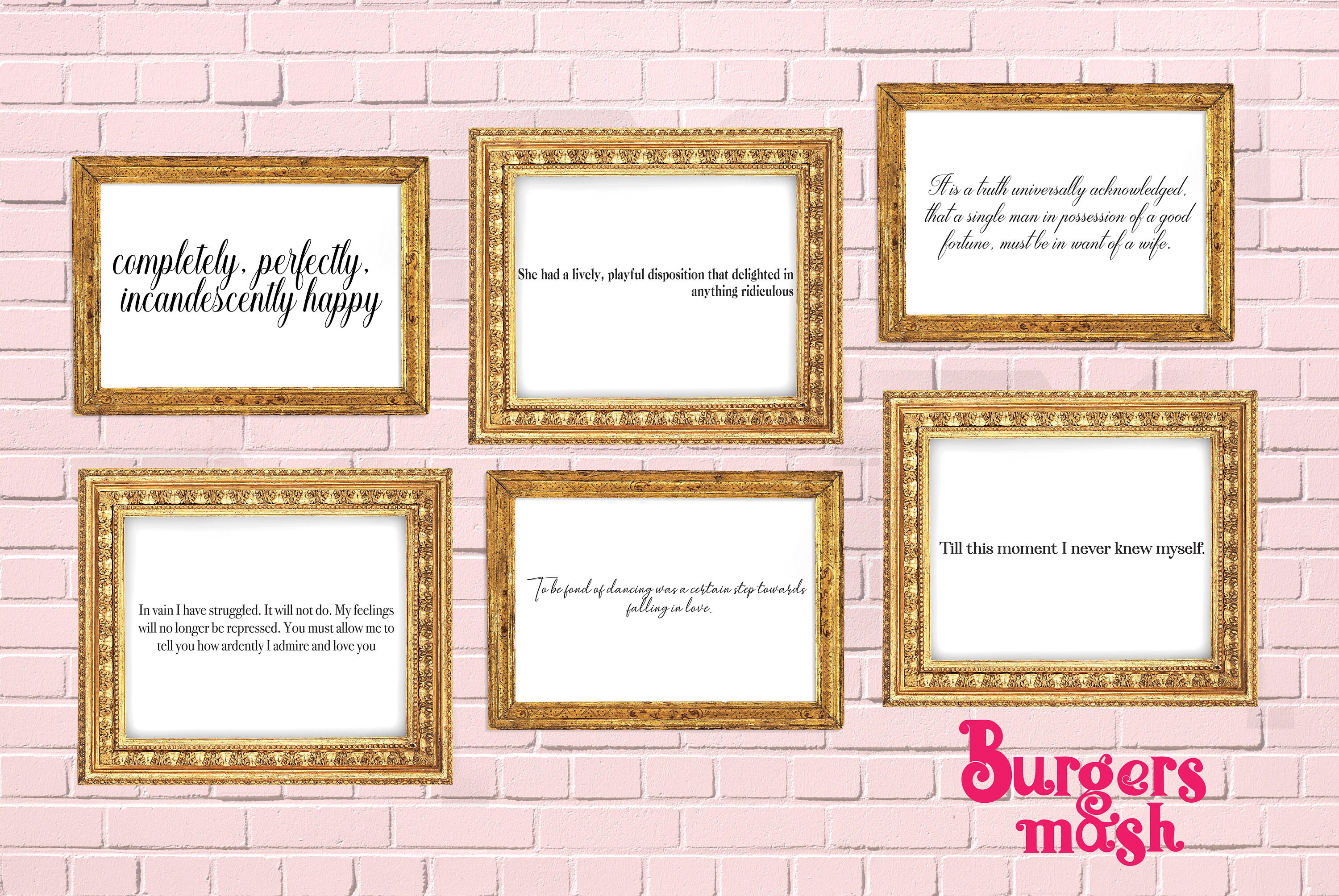 Pride and Prejudice Quotes 6 Pack Wall Prints Download Includes Svg ...