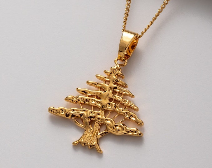 The Cedar of Lebanon Necklace Gold Plated 18K UNISEX / Lebanese Charm ...
