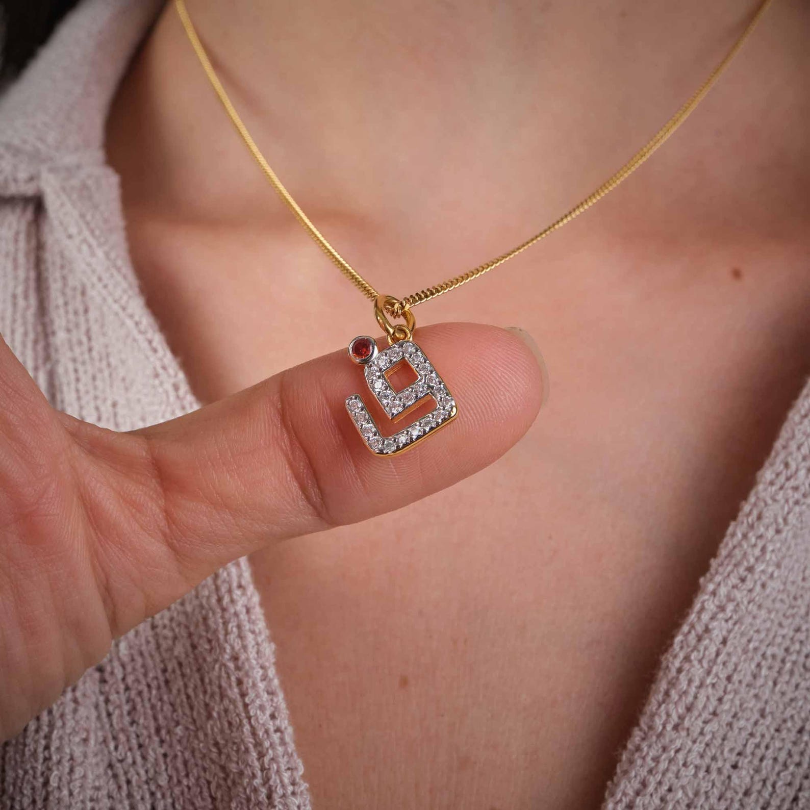 Diamond Arabic Letter Necklace (18K Gold - 925 Silver) - Etsy