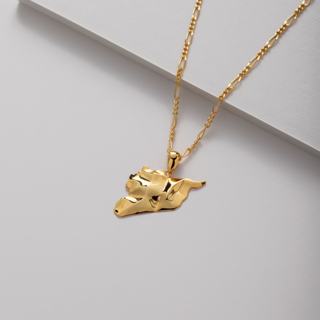 Syria Map Necklace 3D (18K GOLD / SILVER) - Etsy