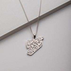 Syria Map Necklace With Arabic Calligraphy (18K GOLD / SILVER) - Etsy ...