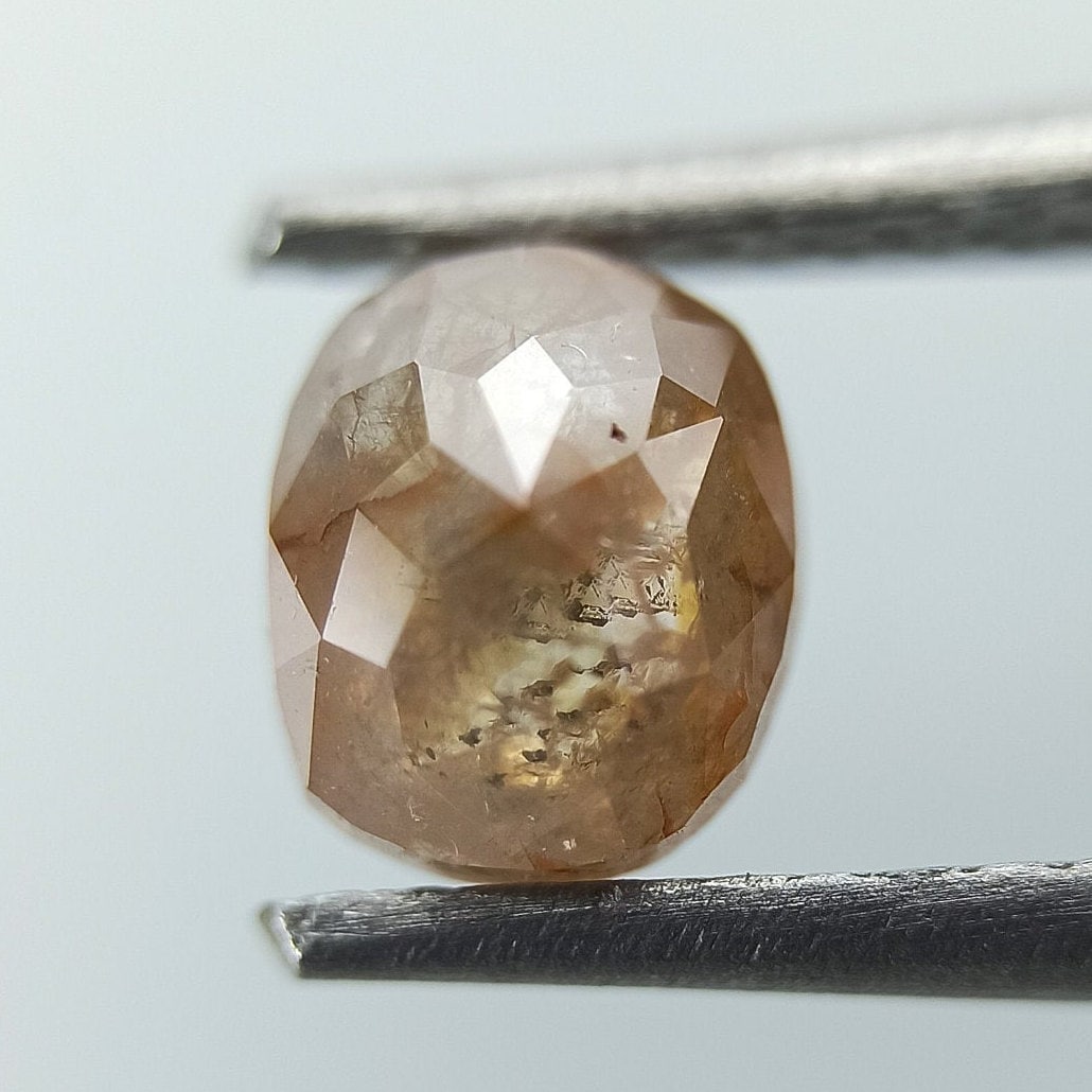 0.89 CT Natural Loose Diamond Peach Diamonds Oval Shape Rose Cut ...