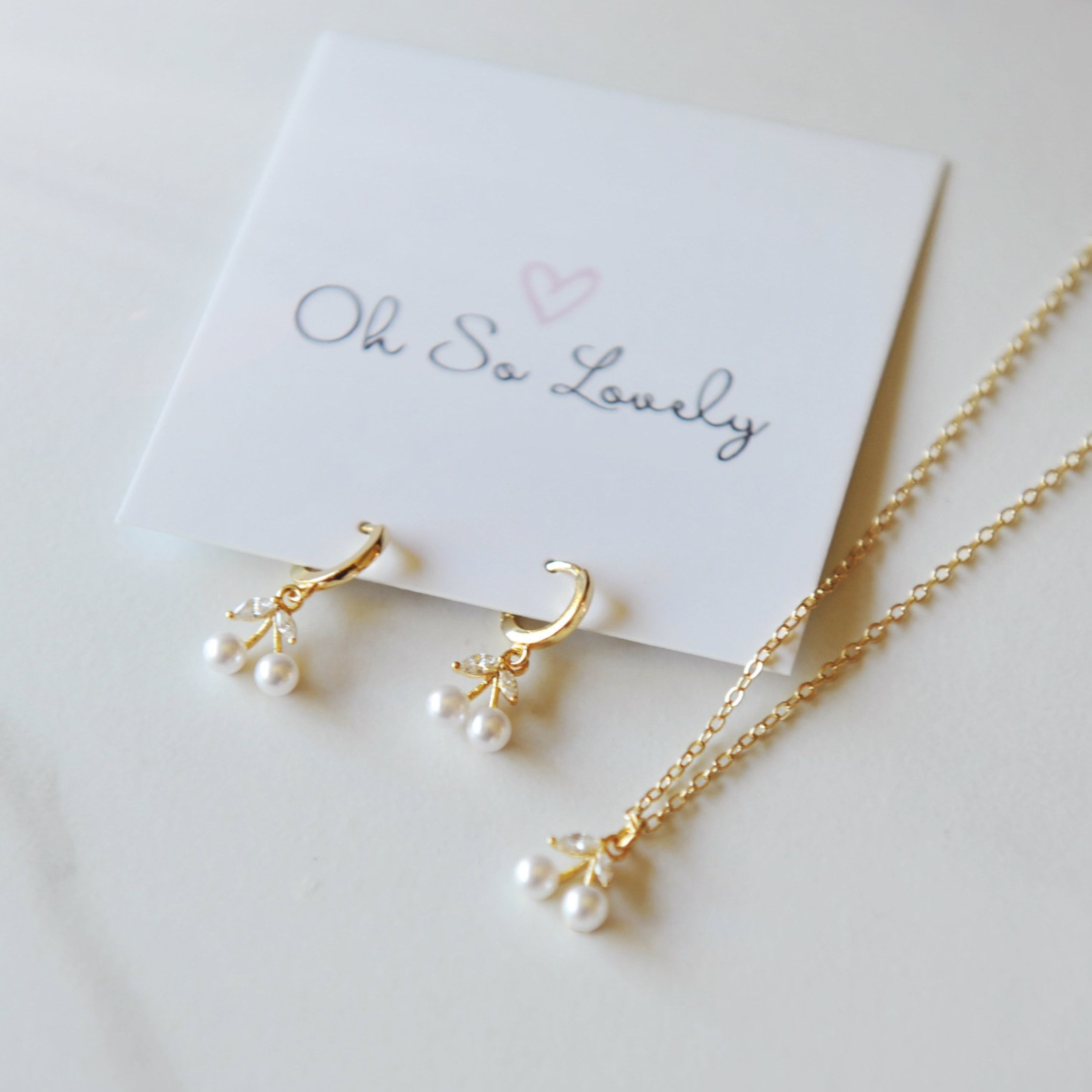 Betsy, Pearl Cherry Necklace, Minimalist, Gift for Her, Beautiful ...