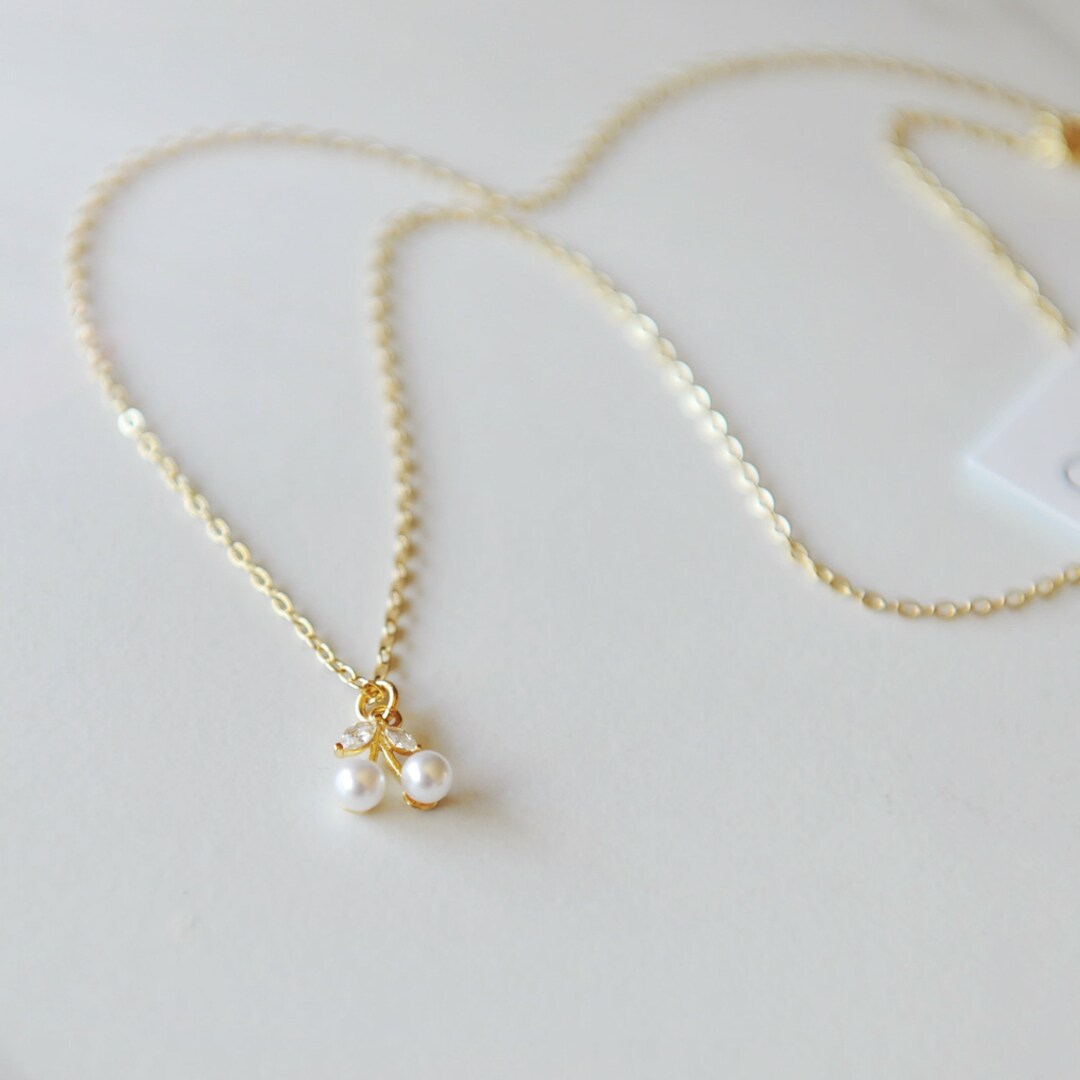 Betsy, Pearl Cherry Necklace, Minimalist, Gift for Her, Beautiful ...