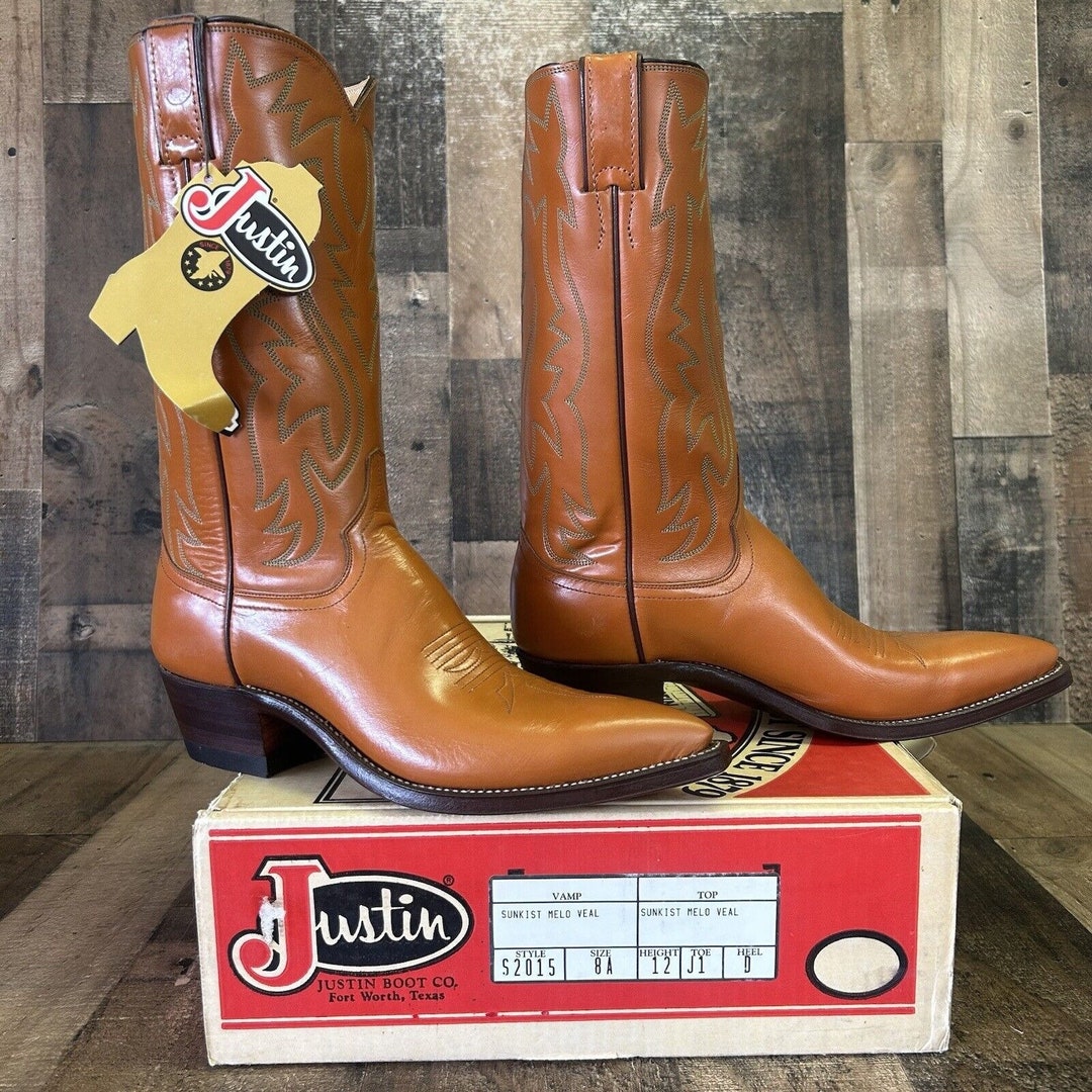 Justin 2015 Vintage Pointed Toe Cowboy Boots Mens 8 A - Etsy