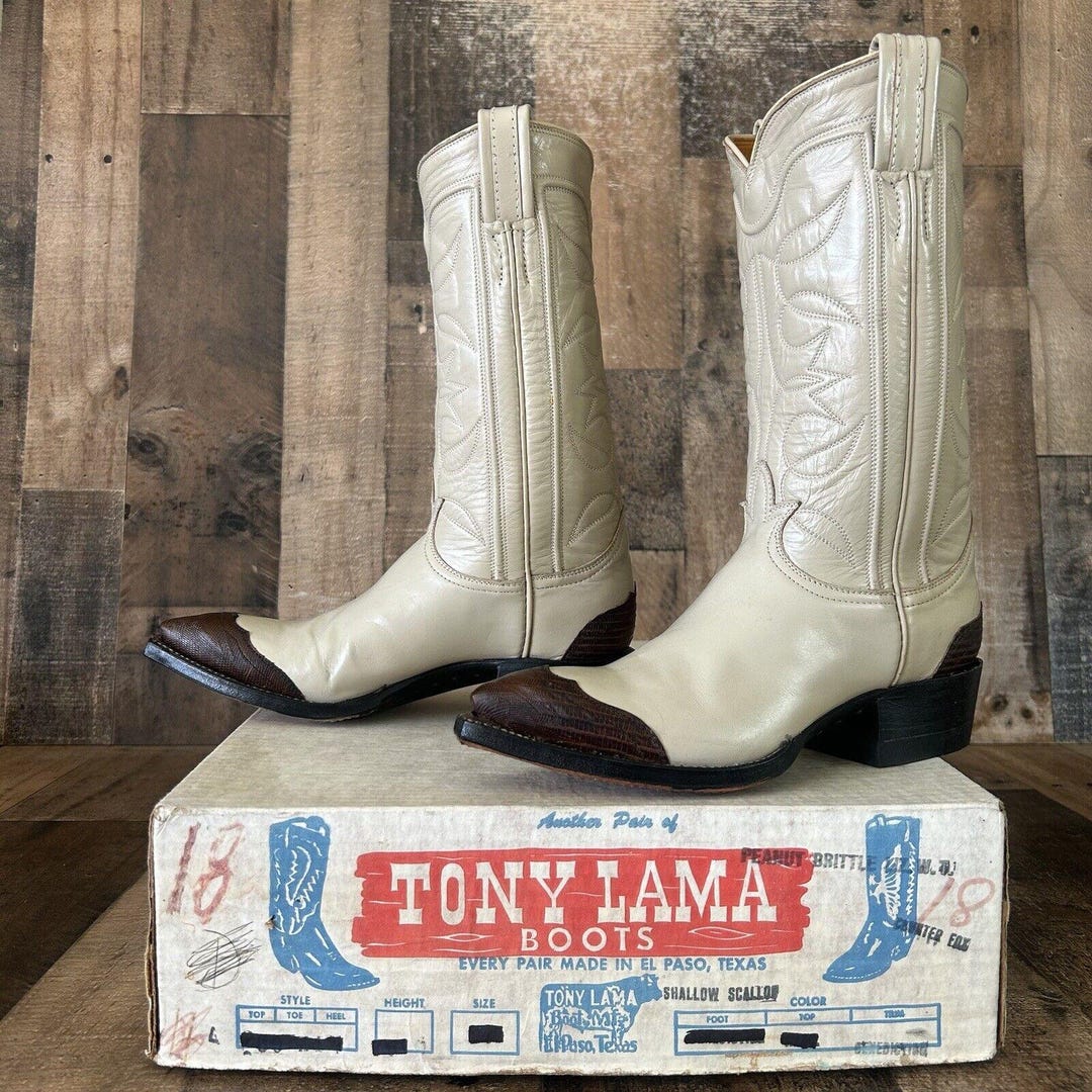 Tony Lama Vintage Wingtip Lizard Cowboy Boots Womens 4.5 C - Etsy