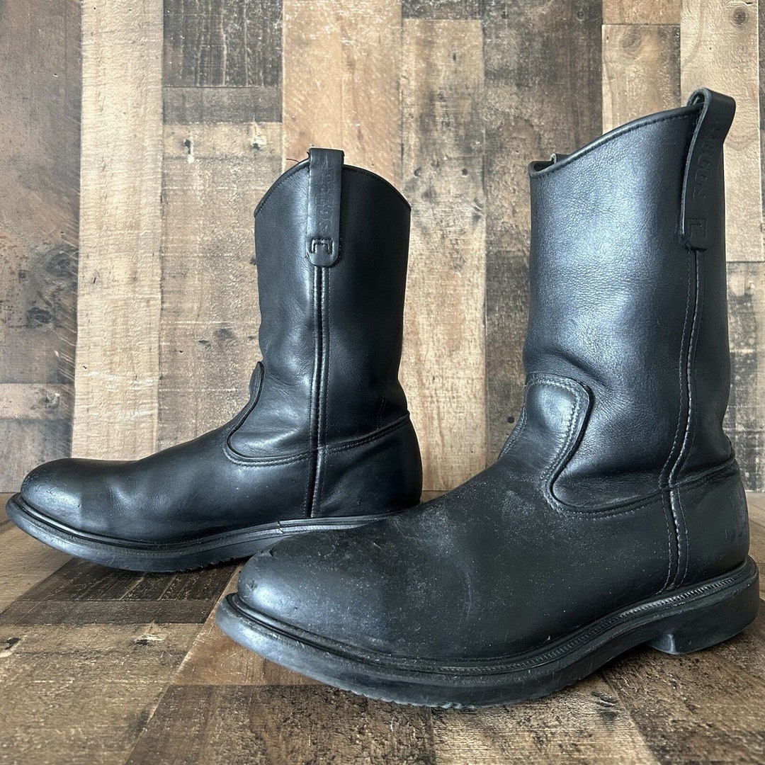 Red Wing PECOS 2253 Black Pull on Leather Steel Toe Work Boots Mens 13 ...