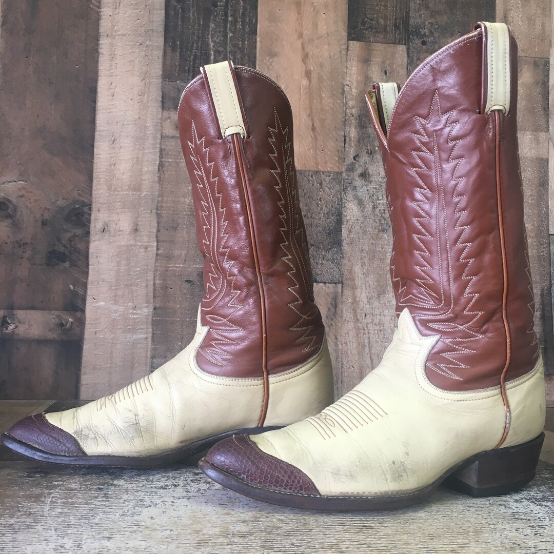 Tony Lama 6216 Vtg Gold Label Wingtip Cowboy Boots Mens 8 D - Etsy