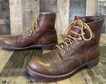 Red Wing 8111 Iron Ranger Amber Harness Cap Toe Leather Boots Sz: 7.5 D ...