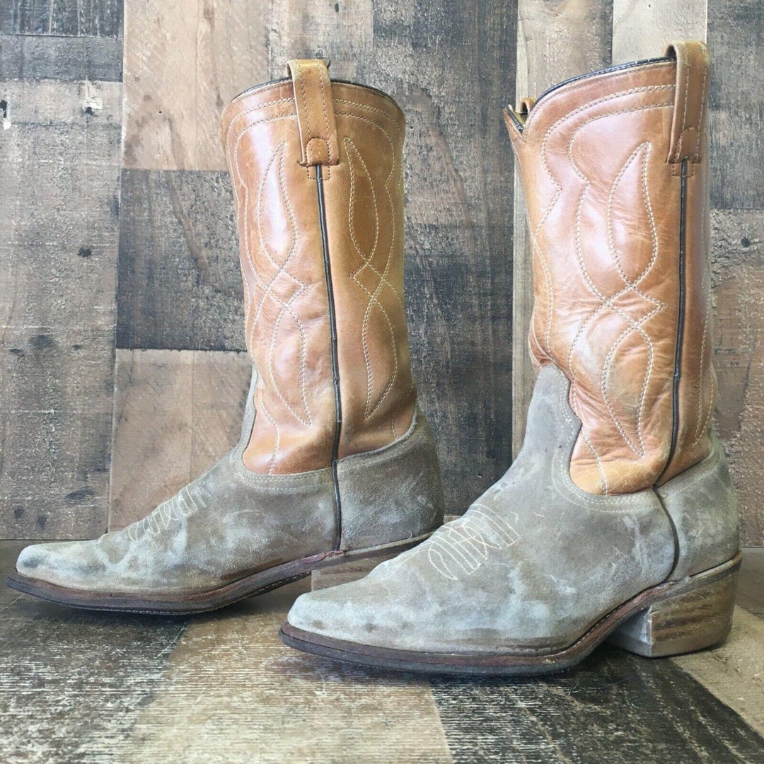 Acme Vintage Suede Western Cowboy Boots Mens 8 D - Etsy