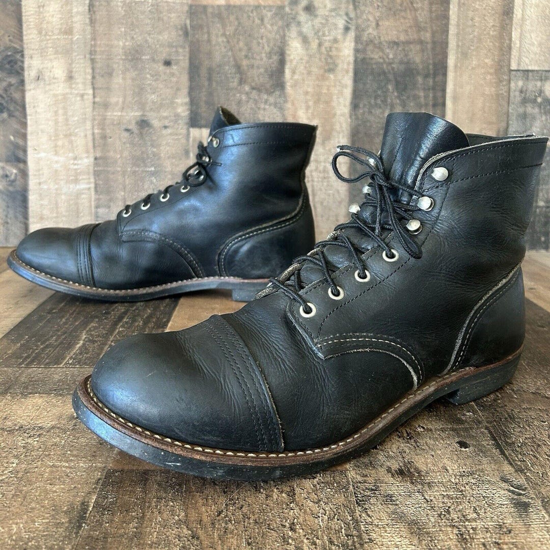 Red Wing 8114 Iron Ranger Black Leather Cap Toe Work Boots Mens 12 D - Etsy