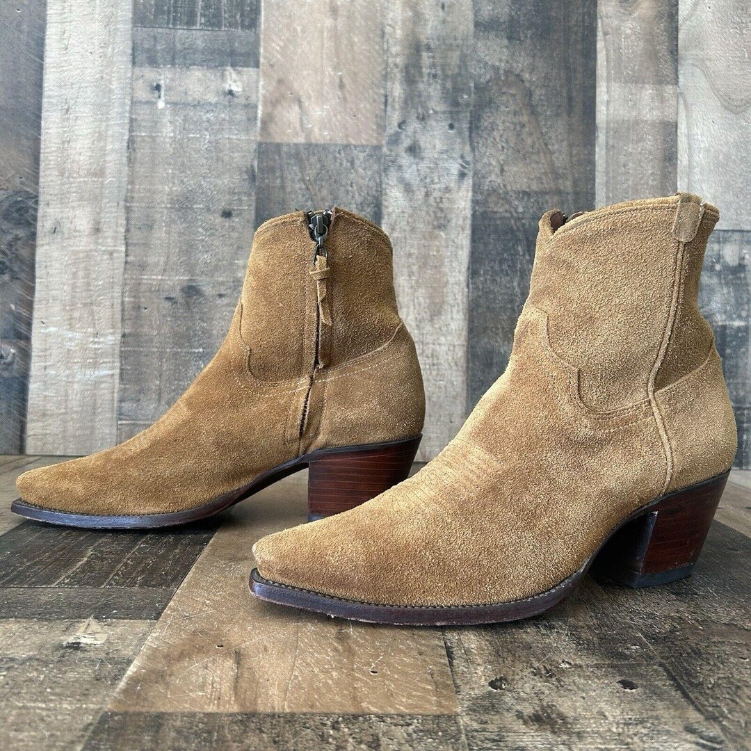 Tecovas the Daisy Suede Side Zip Ankle Western Cowboy Boots Womens 9.5 ...