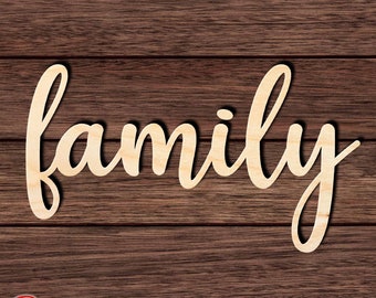 Family Script Word Wood Sign Wooden Words Sign Art Rustic - Etsy