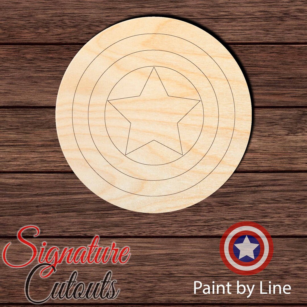 Capt. Shield 001 - Paint by Line Unfinished Cutout for Crafting, Home ...