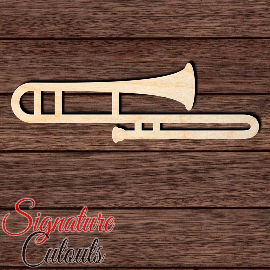 Trombone 001 Shape Cutout in Wood for Crafting, Home & Room Décor, and ...
