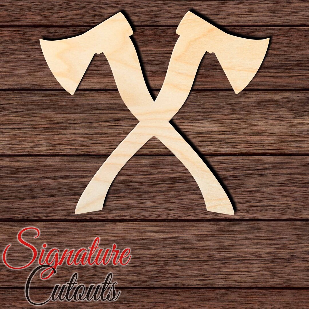 Crossed Axes 001 Unfinished Wooden Cutout for Crafting, Home & Room ...