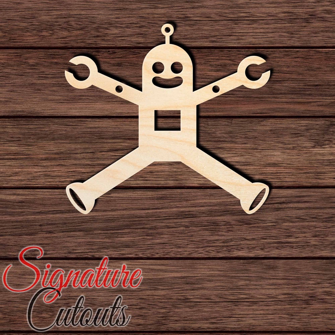 Robot 012 Wooden Shape Cutout for Crafting, Home & Room Décor, and ...