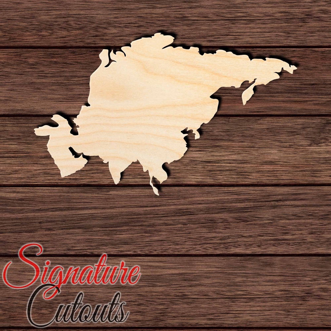 Asia Continent Wooden Shape Cutout for Crafting, Home & Room Décor, and ...