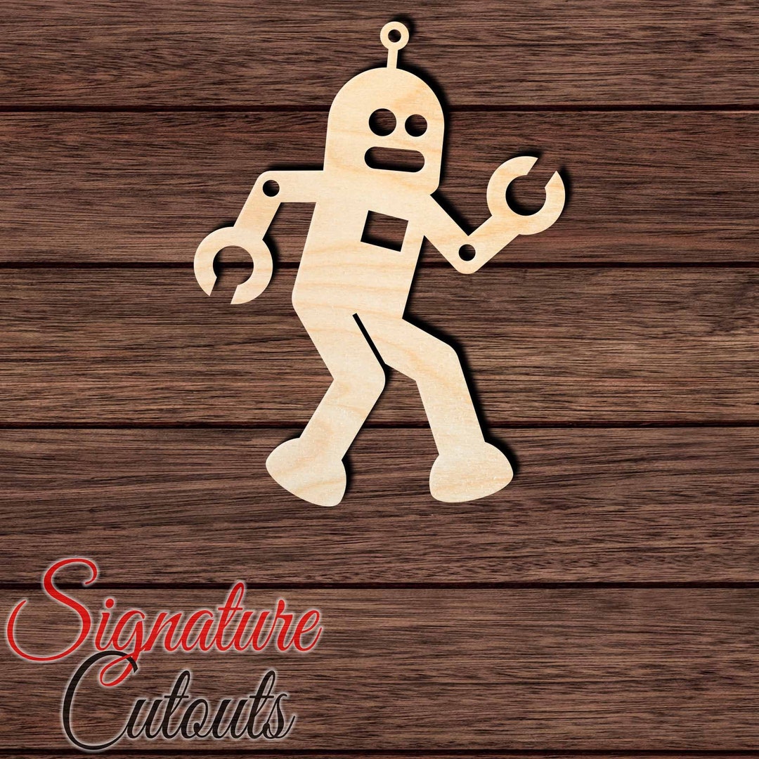 Robot 013 Wooden Shape Cutout for Crafting, Home & Room Décor, and ...