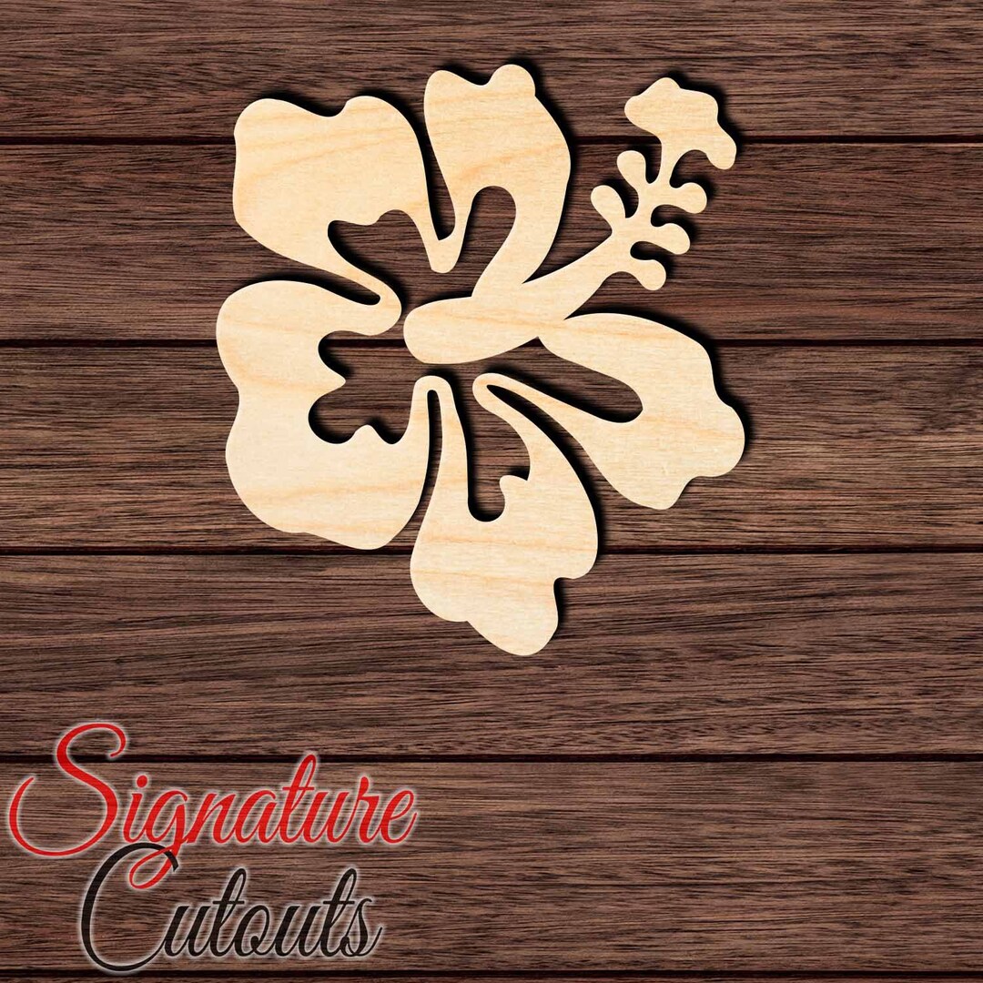 Hibiscus Flower 004 Shape Cutout in Wood for Crafting, Home & Room ...