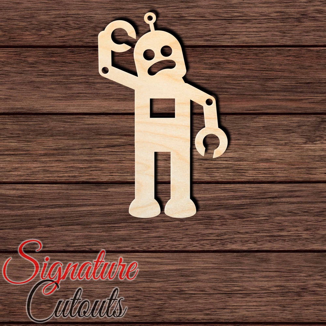 Robot 008 Wooden Shape Cutout for Crafting, Home & Room Décor, and ...